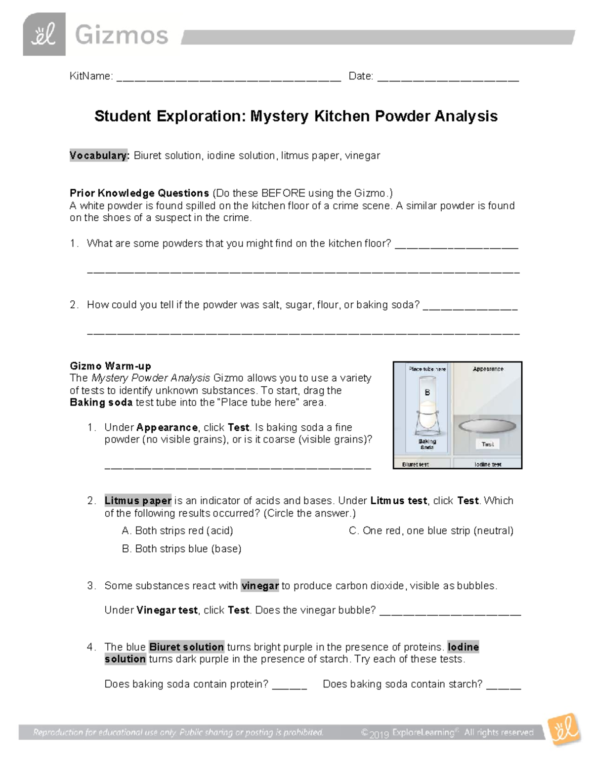 Mystery Kitchen Powder Analysis - student guide - KitName