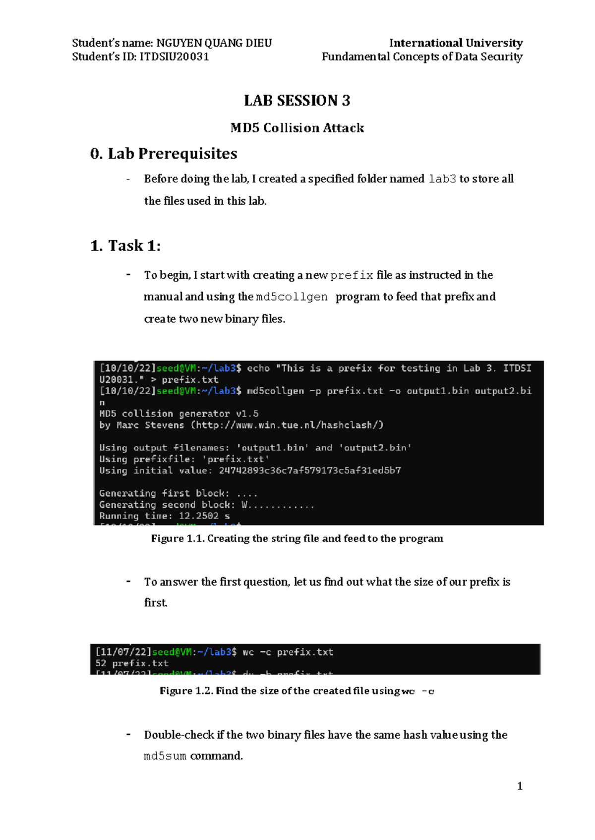 Fcods Lab3 - Understanding MD5 Collision Attack Techniques - Studocu