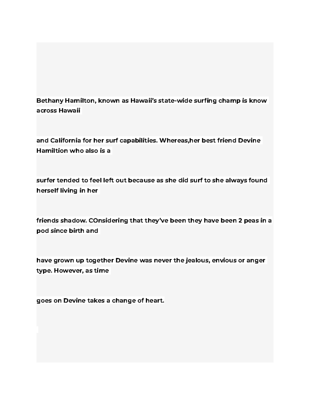 ENG 102 Assignment 02.09: Writing the Narrative of Bethany and Devine ...