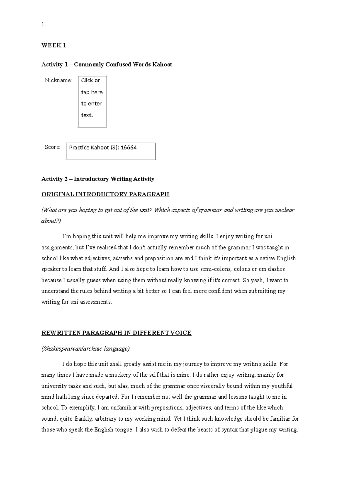 ENGL1050 Writing Portfolio: Activities and Reflections for High ...