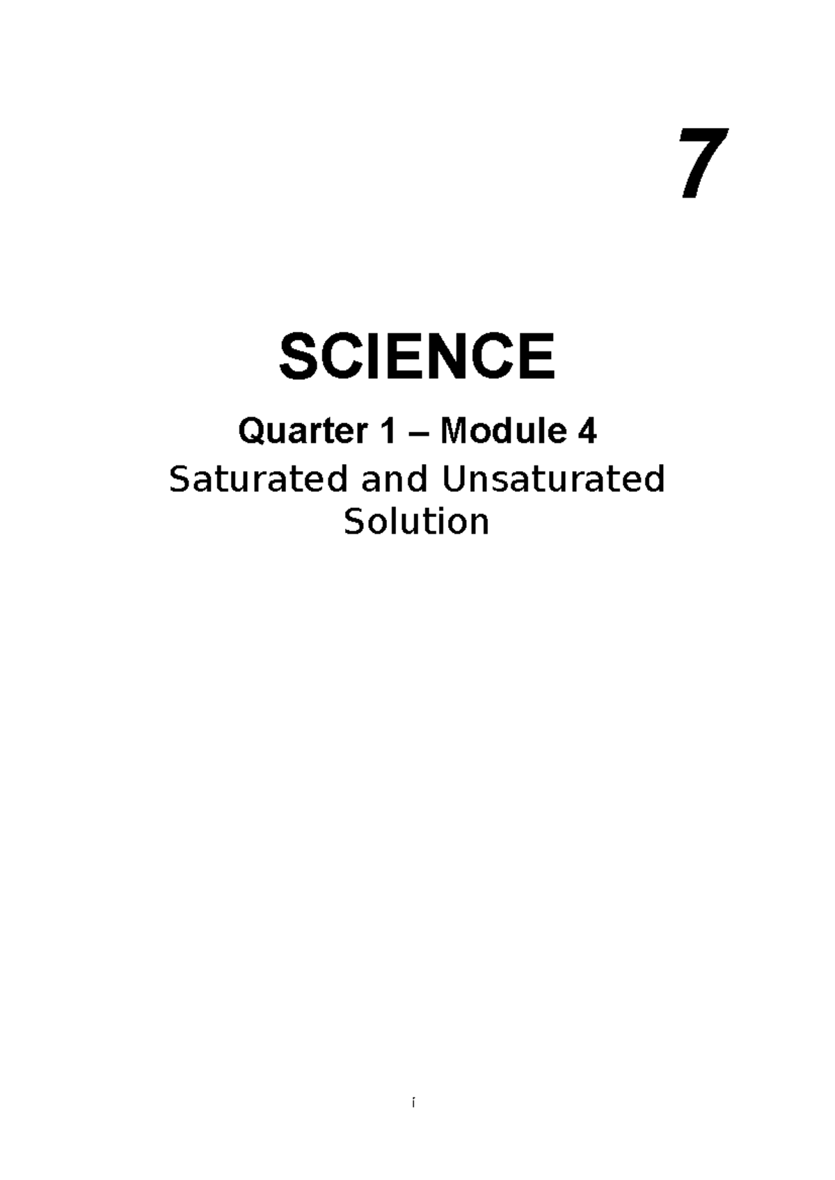 S7 Q1 M4 Lesson 6: Understanding Saturated and Unsaturated Solutions ...