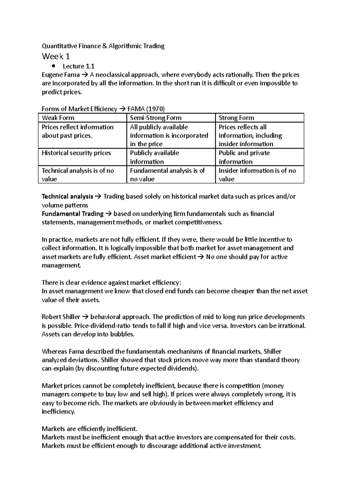 QuantFin & Algorithmic Trading Lecture Notes (Week 1-2 Insights ...