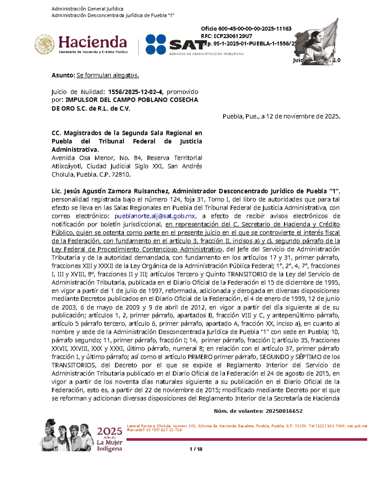 Alegatos en Juicio de Nulidad: RFC ICP2306129U7 - Puebla 2025 - Studocu