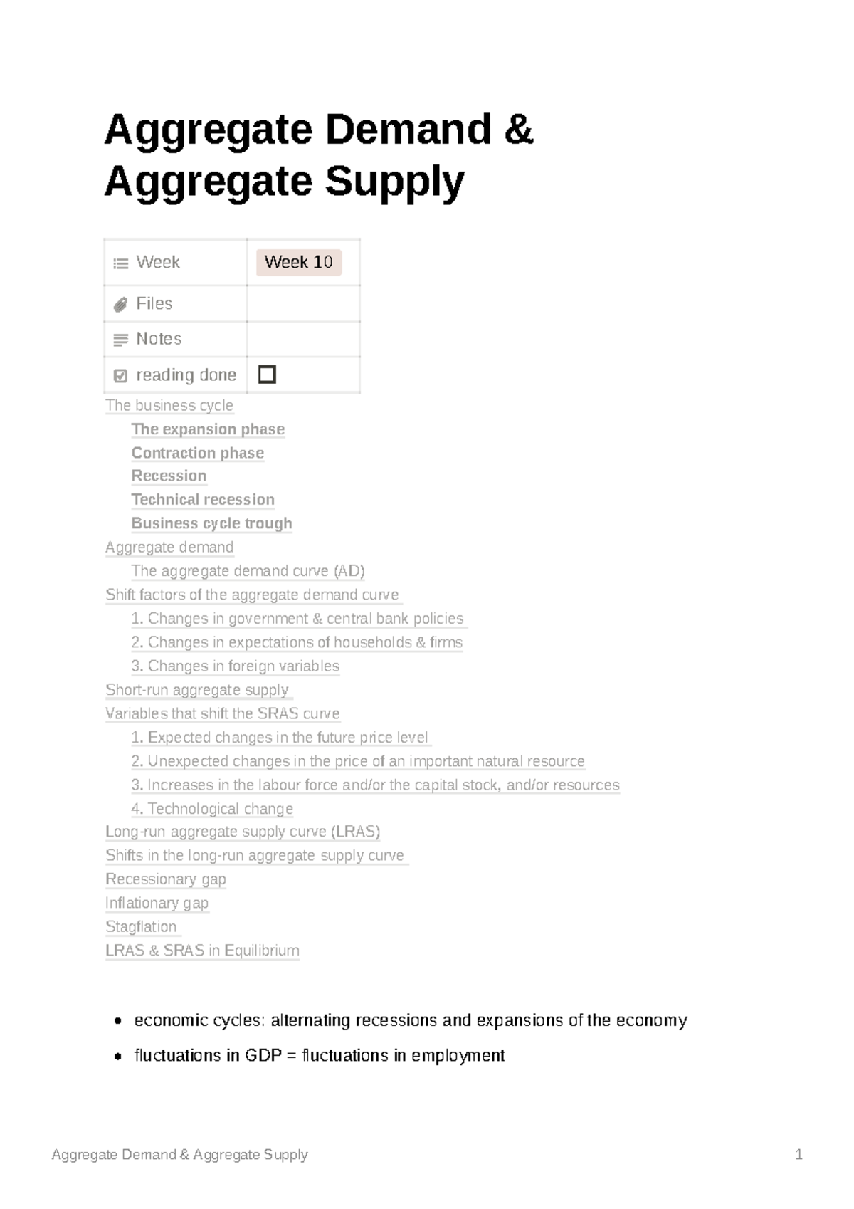 Aggregate Demand Aggregate Supply Lecture Notes - Aggregate Demand ...