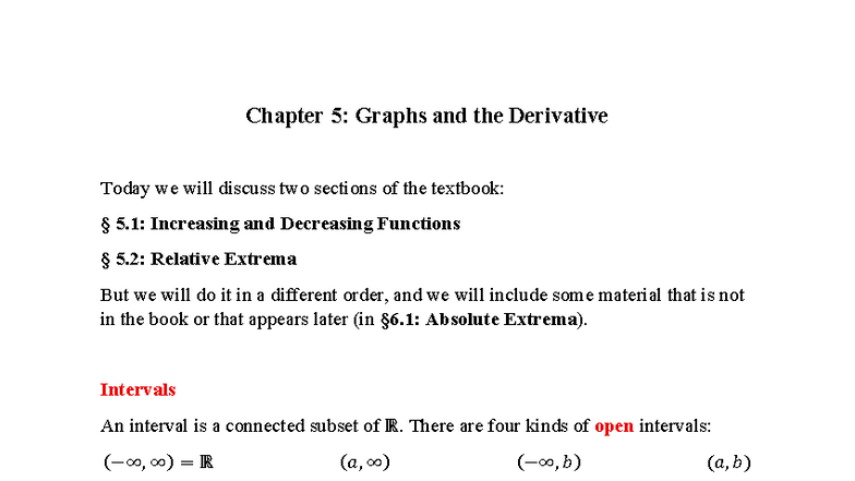 Math16A Lecture 14: Graphs, Derivatives, and Extrema - Studocu