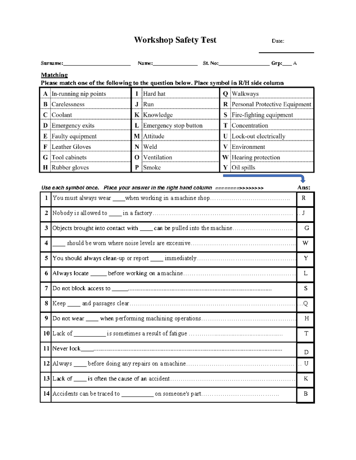 Safety Test Preparation for Workshop: Practice Questions and Answers ...