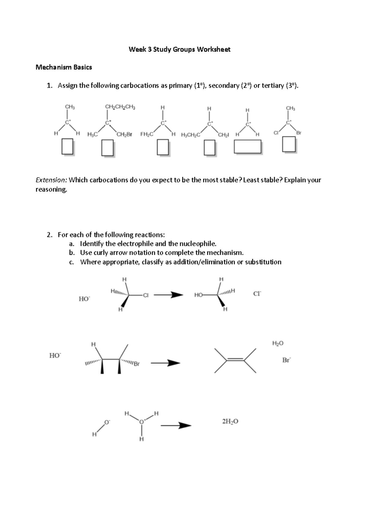 Week 3 Study Groups Worksheet - Week 3 Study Groups Worksheet Mechanism ...