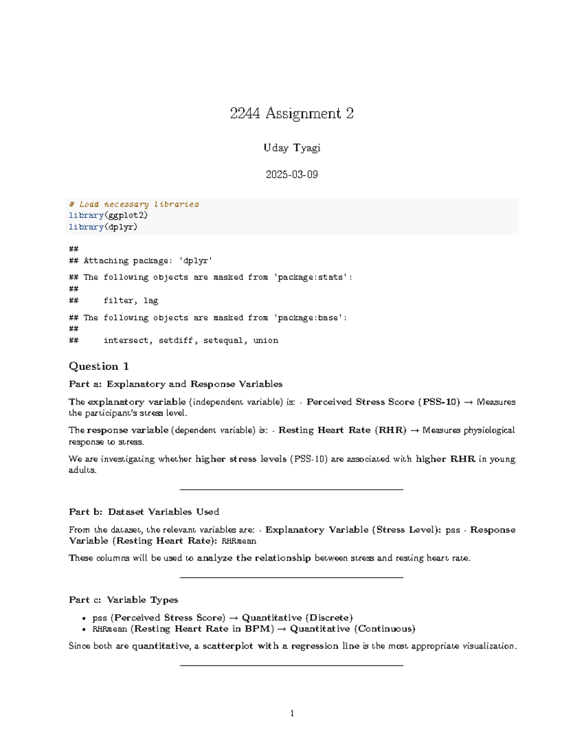 Assignment 2 - SAdsffngvb nbvcx - 2244 Assignment 2 Uday Tyagi 2025-03 ...