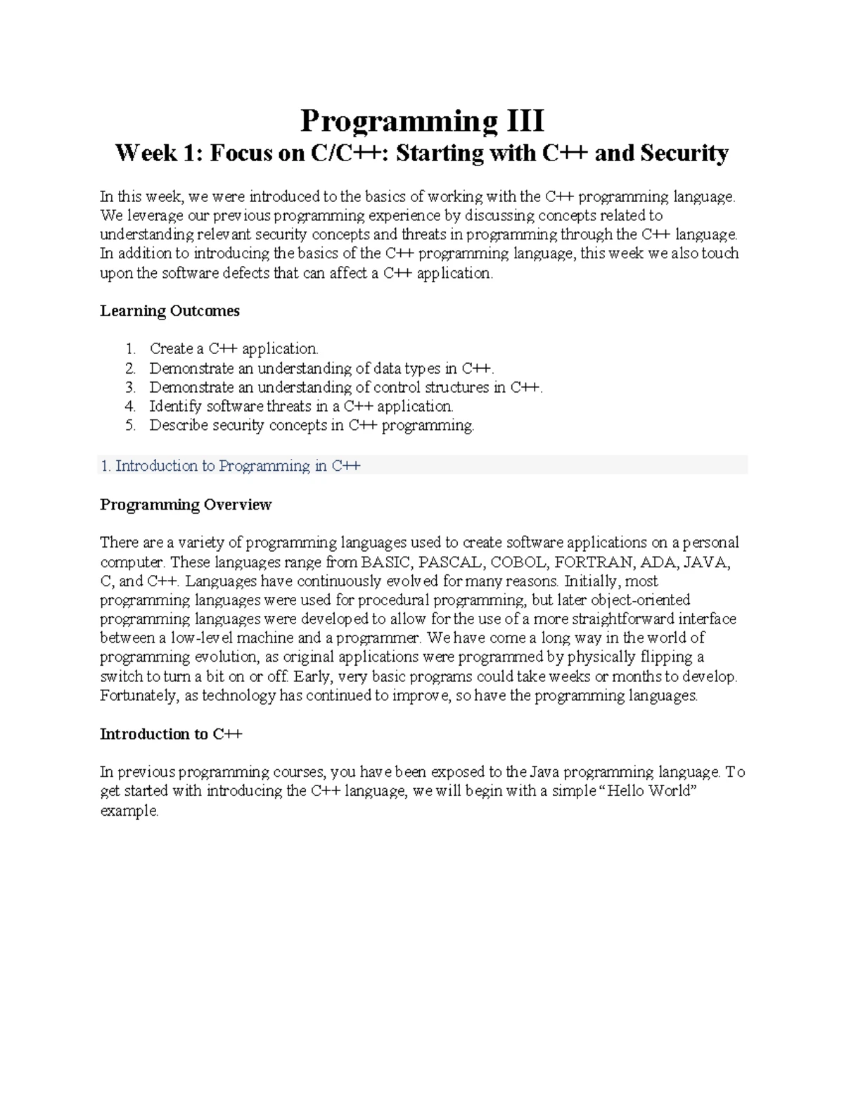 Programming III-Week6 Notes - Programming III Week 6: Focus on Java ...