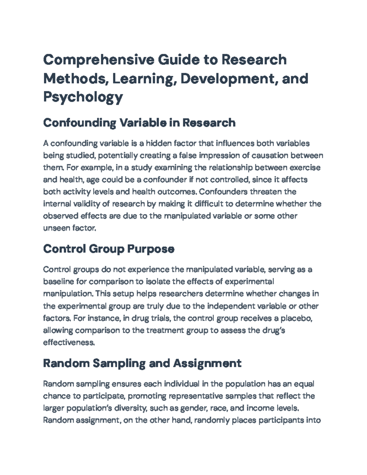 Comprehensive Overview of Research Methods & Psychology Theories - Studocu