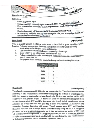 COAL Bilalhashmi CS401 - Assembly Language Programming Lecture Notes ...