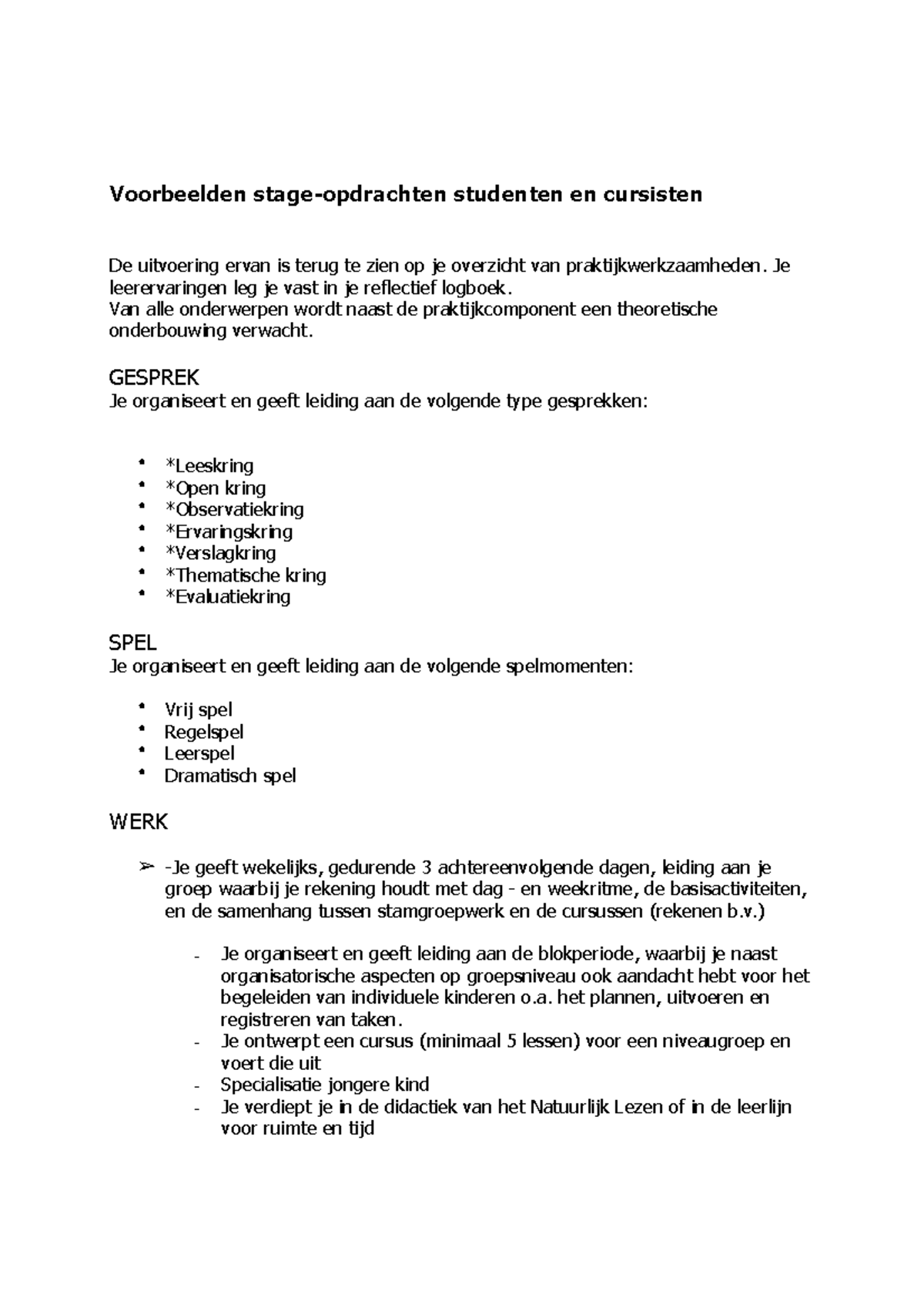 Voorbeeld Stage-opdrachten GESPR 2023: Praktijk en Reflectie - Studeersnel