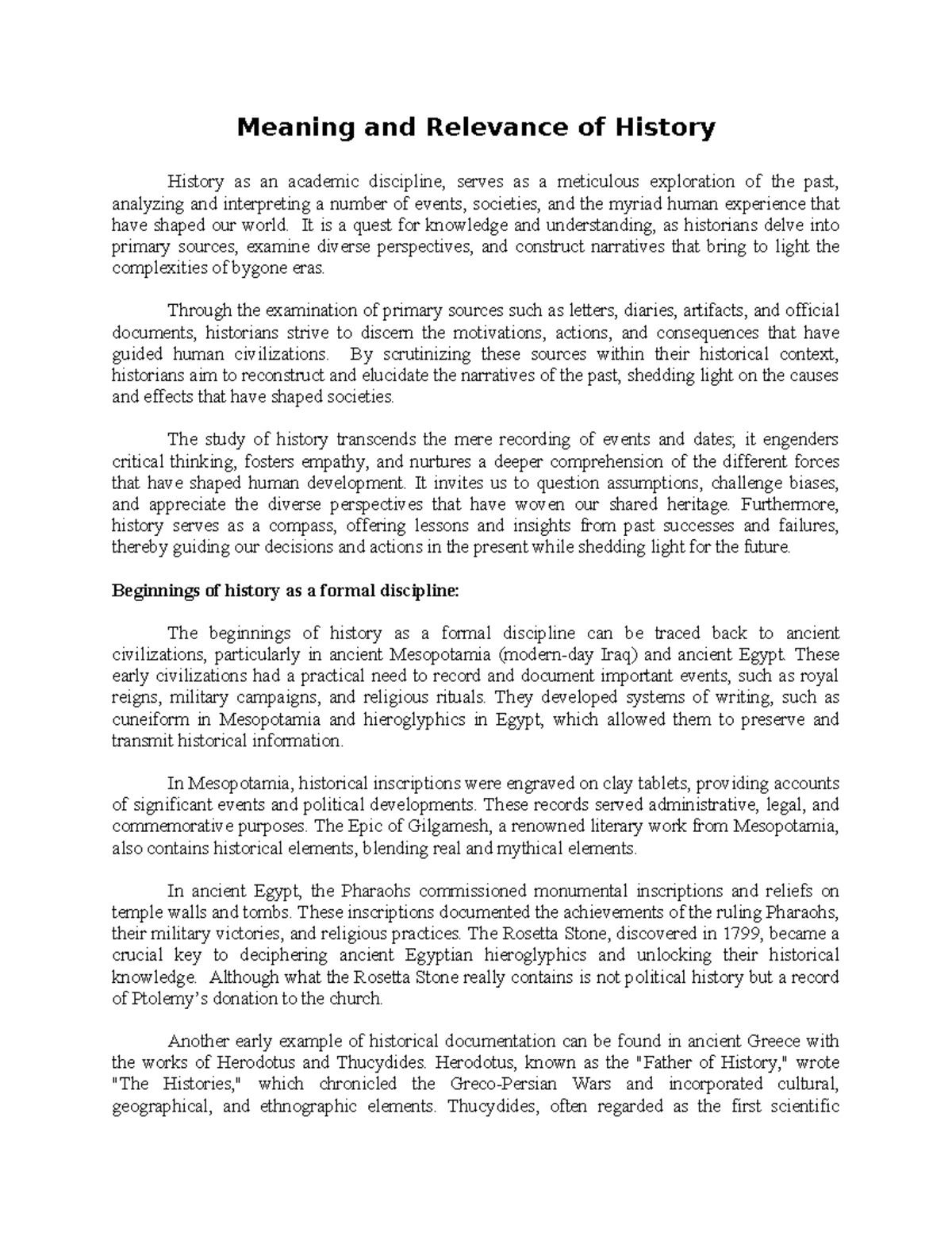 Intro to History: Meaning, Relevance, and Key Concepts (HIST 101) - Studocu