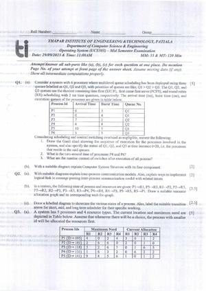 UCS303 - Previous year question paper - Roll Number: Thapar Institute ...