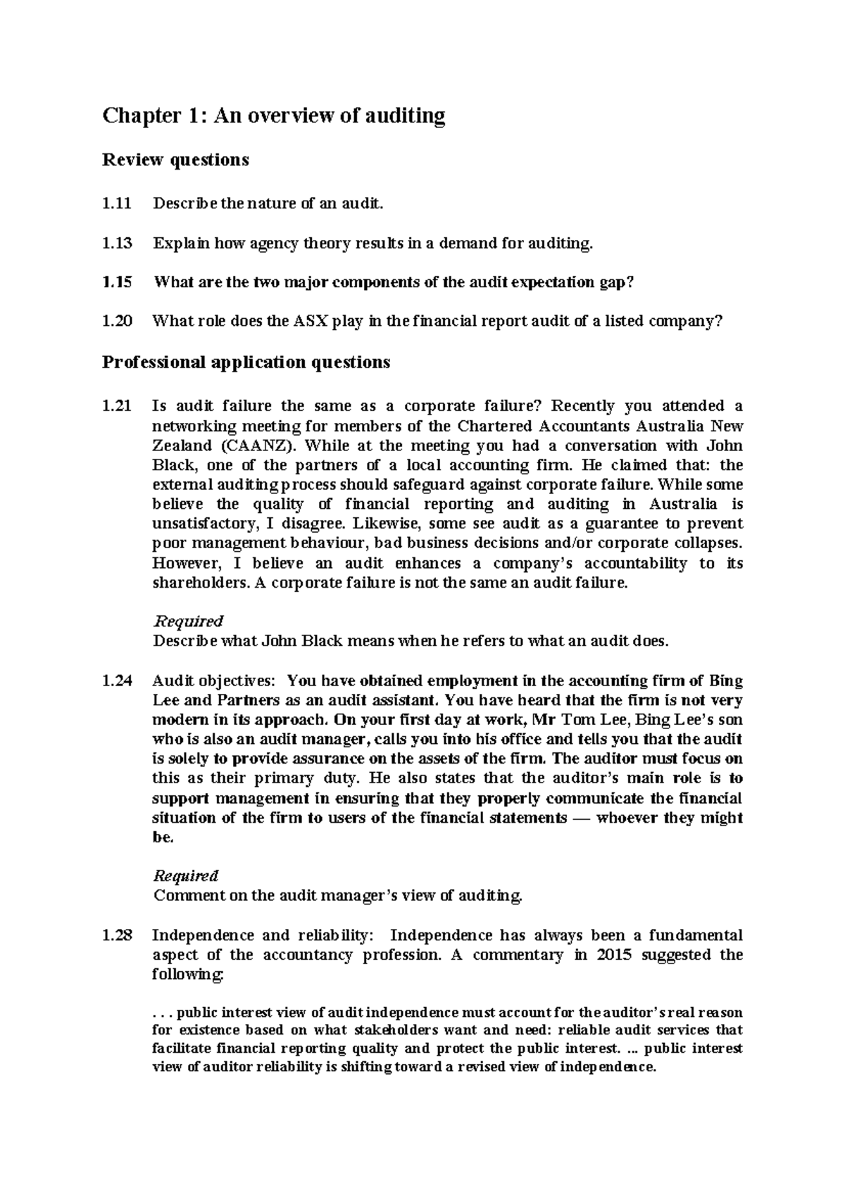 ACCT101 Week 1 Tutorial Questions: Overview of Auditing Concepts - Studocu