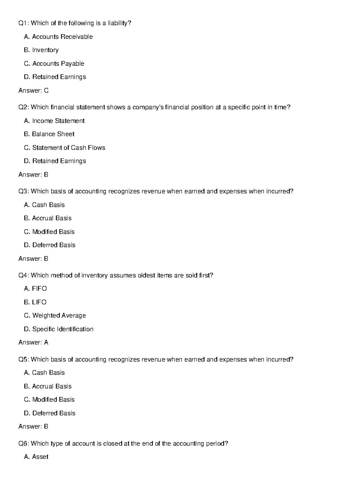 Accounting Quiz Set 1 (QSET 1) - Key Concepts and Answers - Studocu