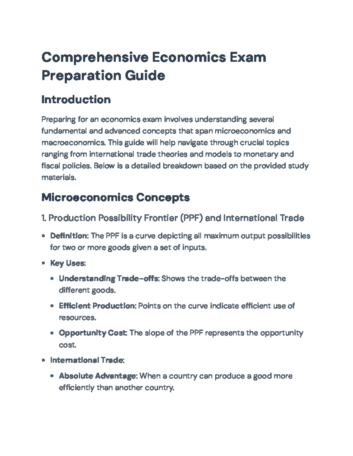 Comprehensive Economics Exam Preparation Guide - Comprehensive ...