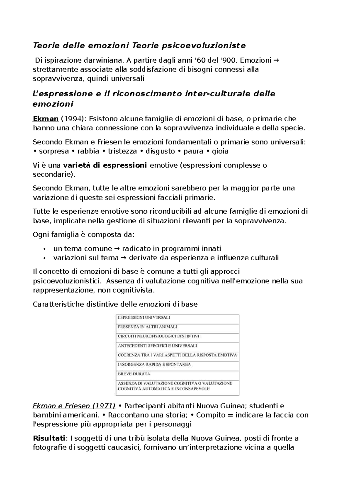 Teorie psicoevoluzioniste delle emozioni: Analisi di Ekman e Friesen ...