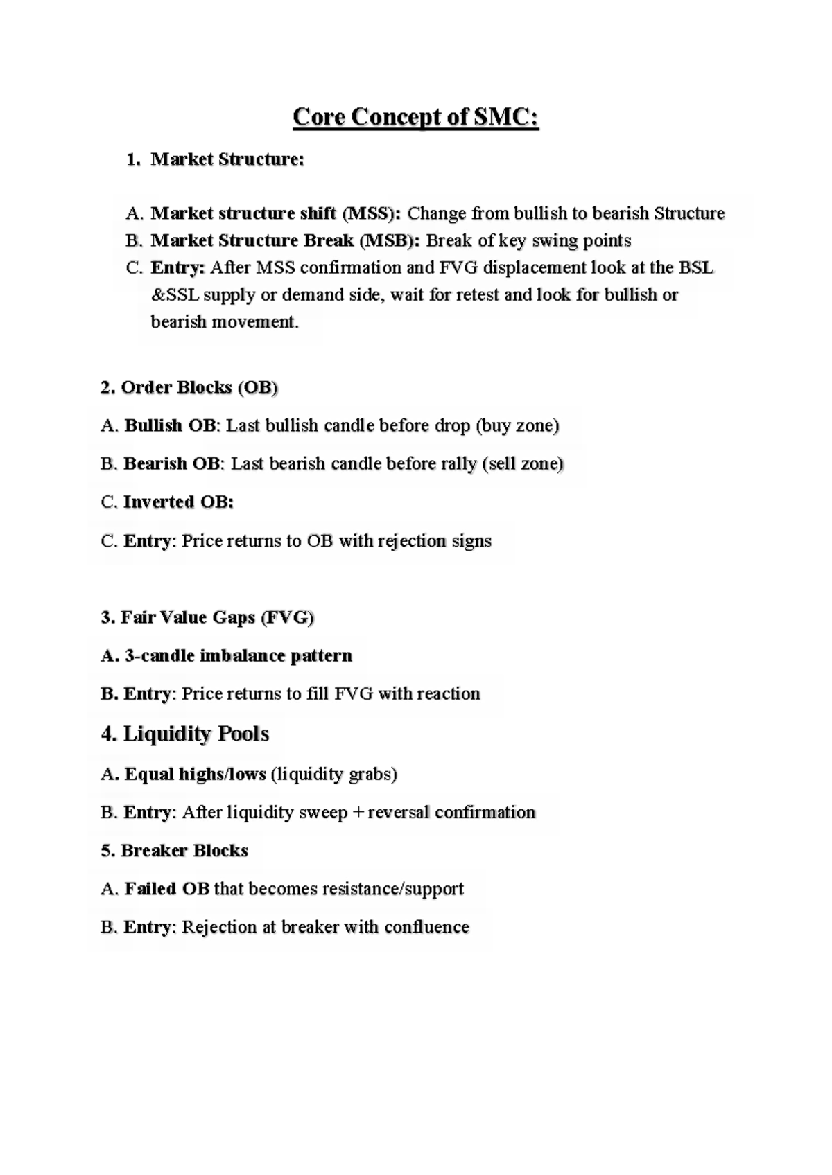 SMC & Price Action Playbook: Key Trading Concepts & Setups - Studocu