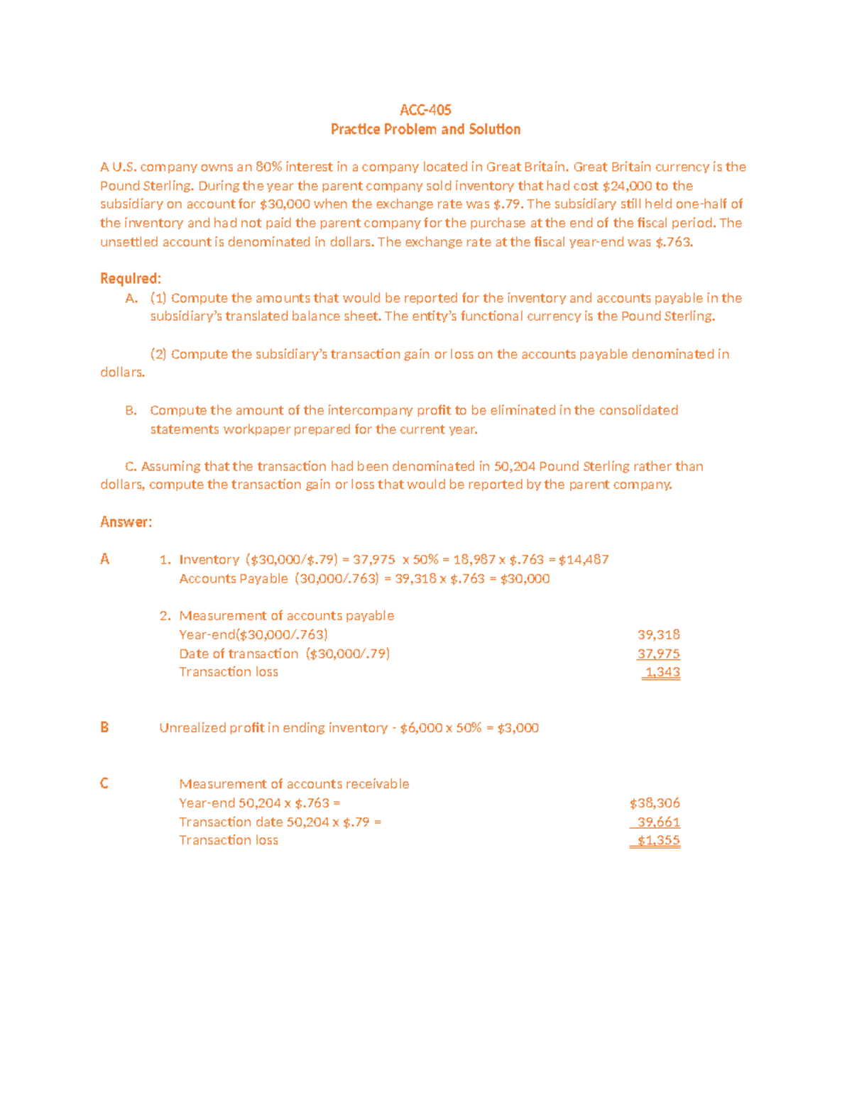 Module 5 Practice Problem & Solution: Currency Translation Effects - Studocu