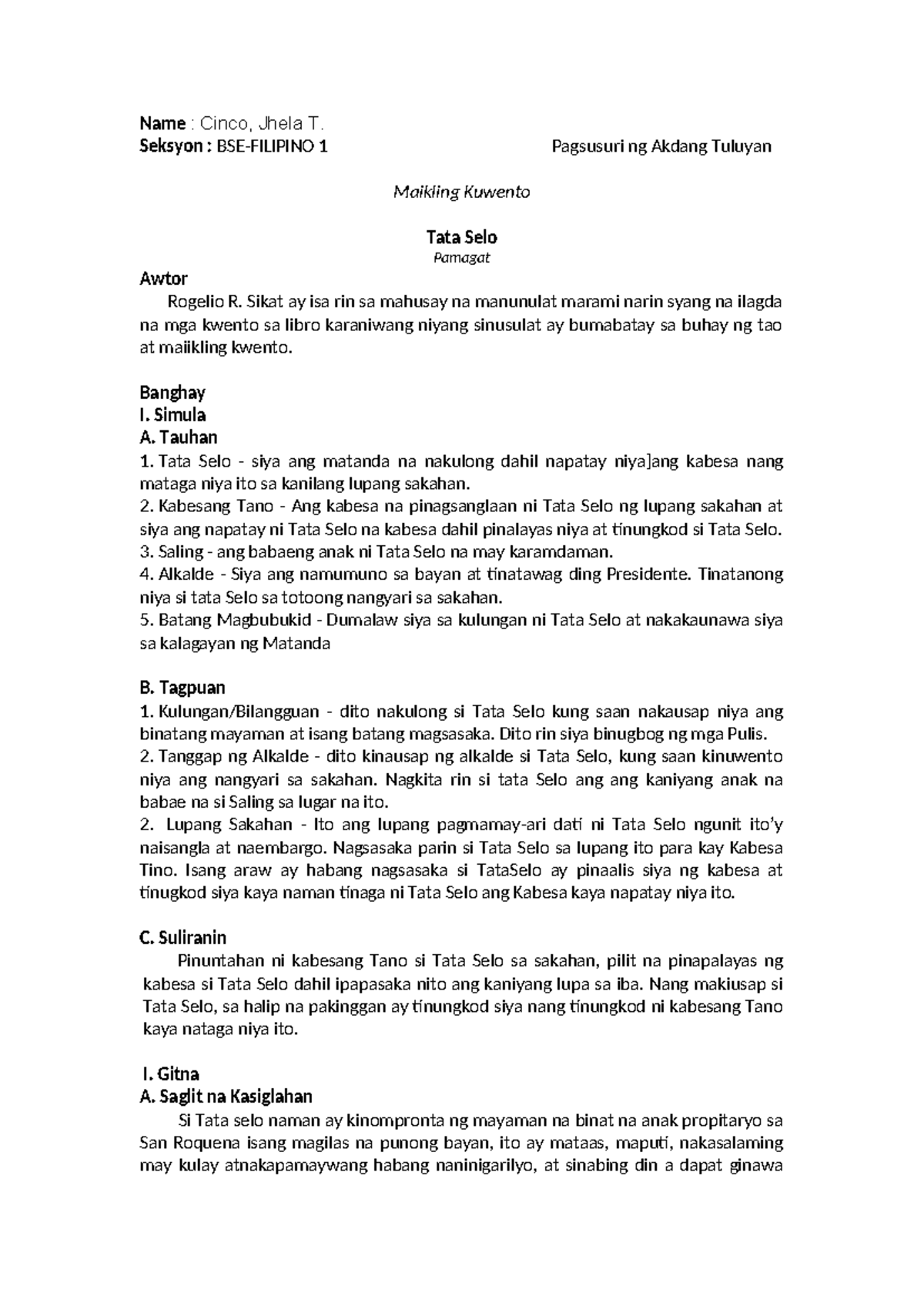 Pagsusuri sa Akdang Tuluyan at Patula: Tata Selo at Tanaga (BSE ...
