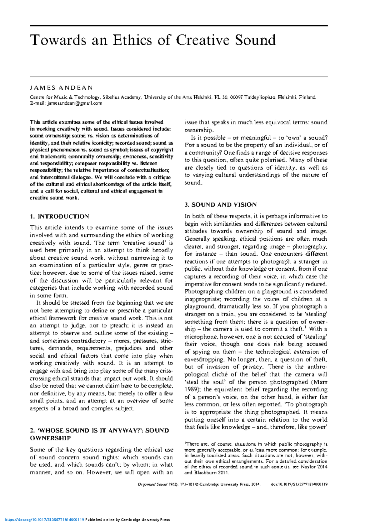 Towards an Ethics of Creative Sound: Exploring Cultural Sensitivity and ...