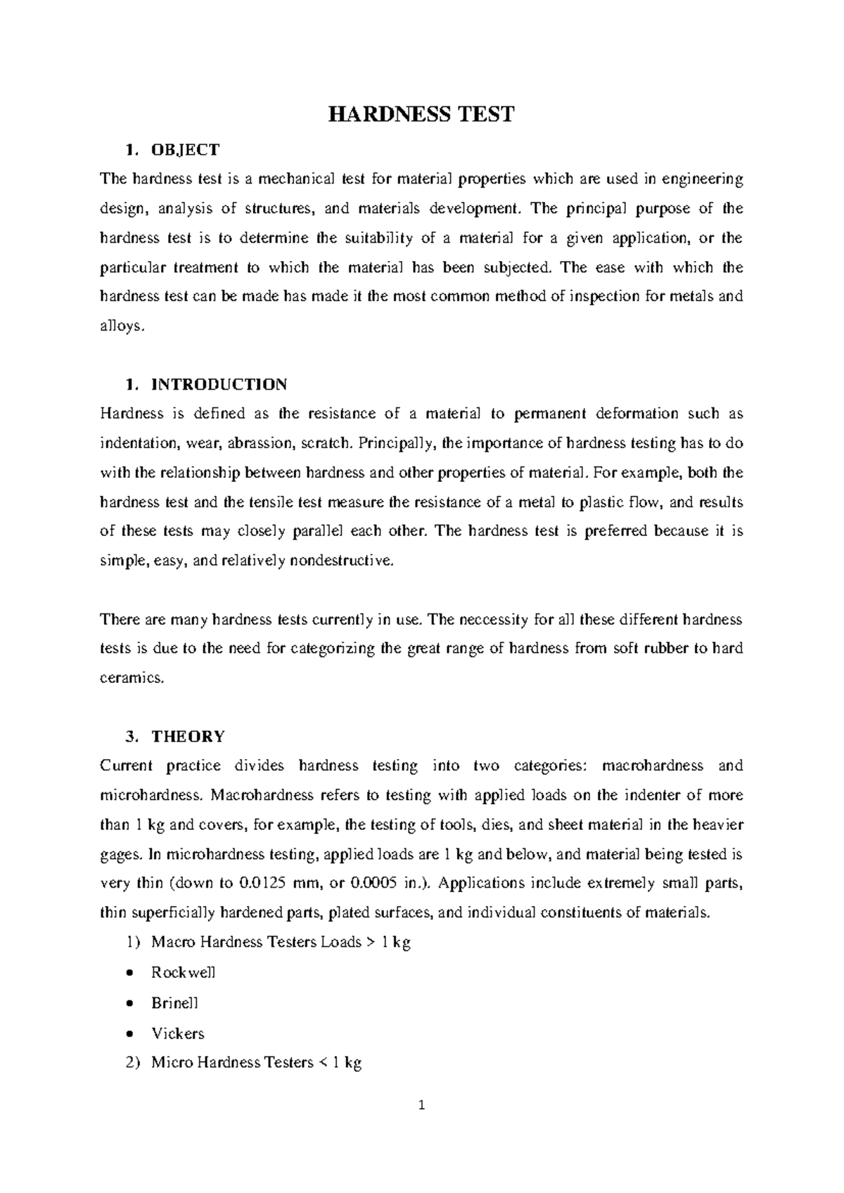 Hardness Test Methods: Brinell, Vickers, and Rockwell Analysis - Studocu