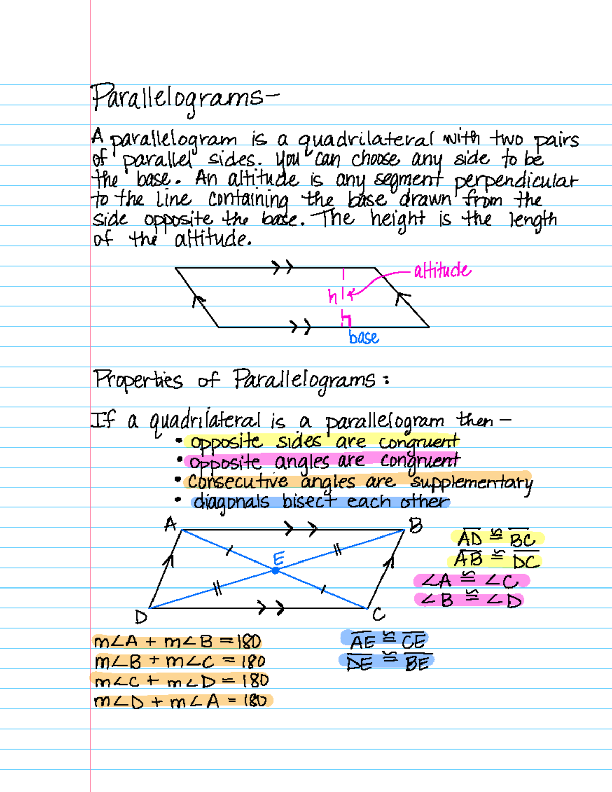 Parallelograms: Properties and Definitions - Guided Notes - Studocu