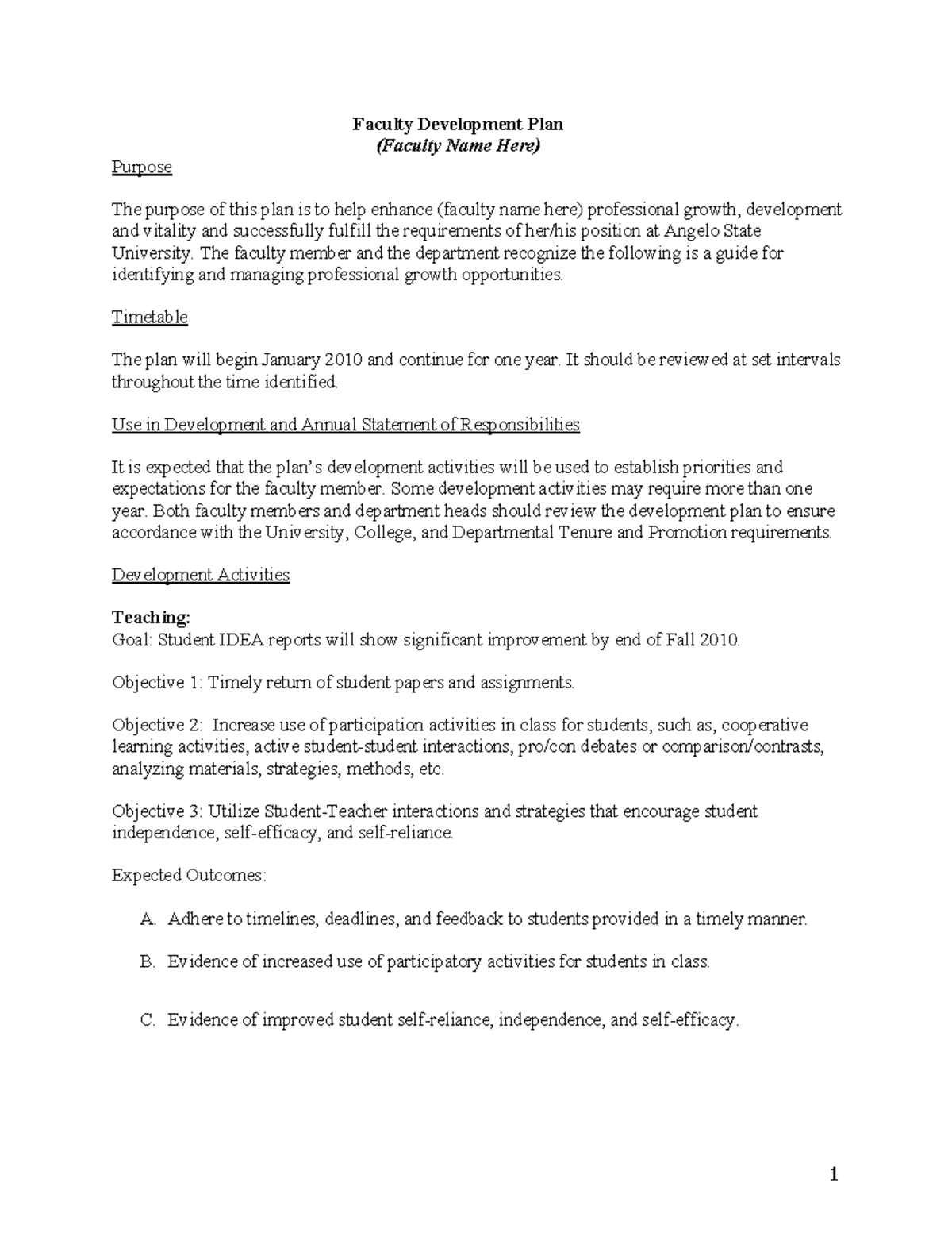 Faculty Development Plan for Enhanced Teaching Skills - Studocu