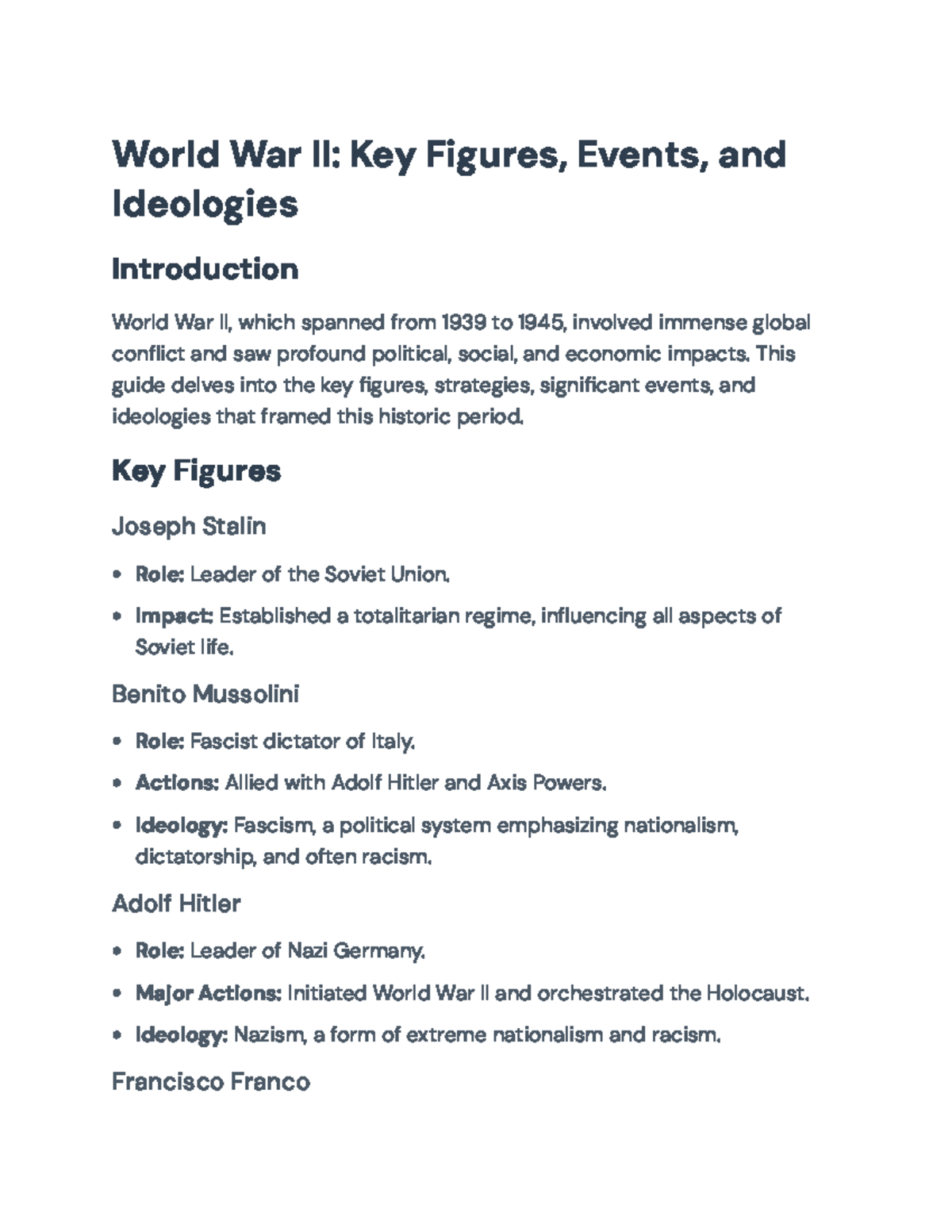 World War II: Key Figures, Events, and Ideologies Overview - World War ...