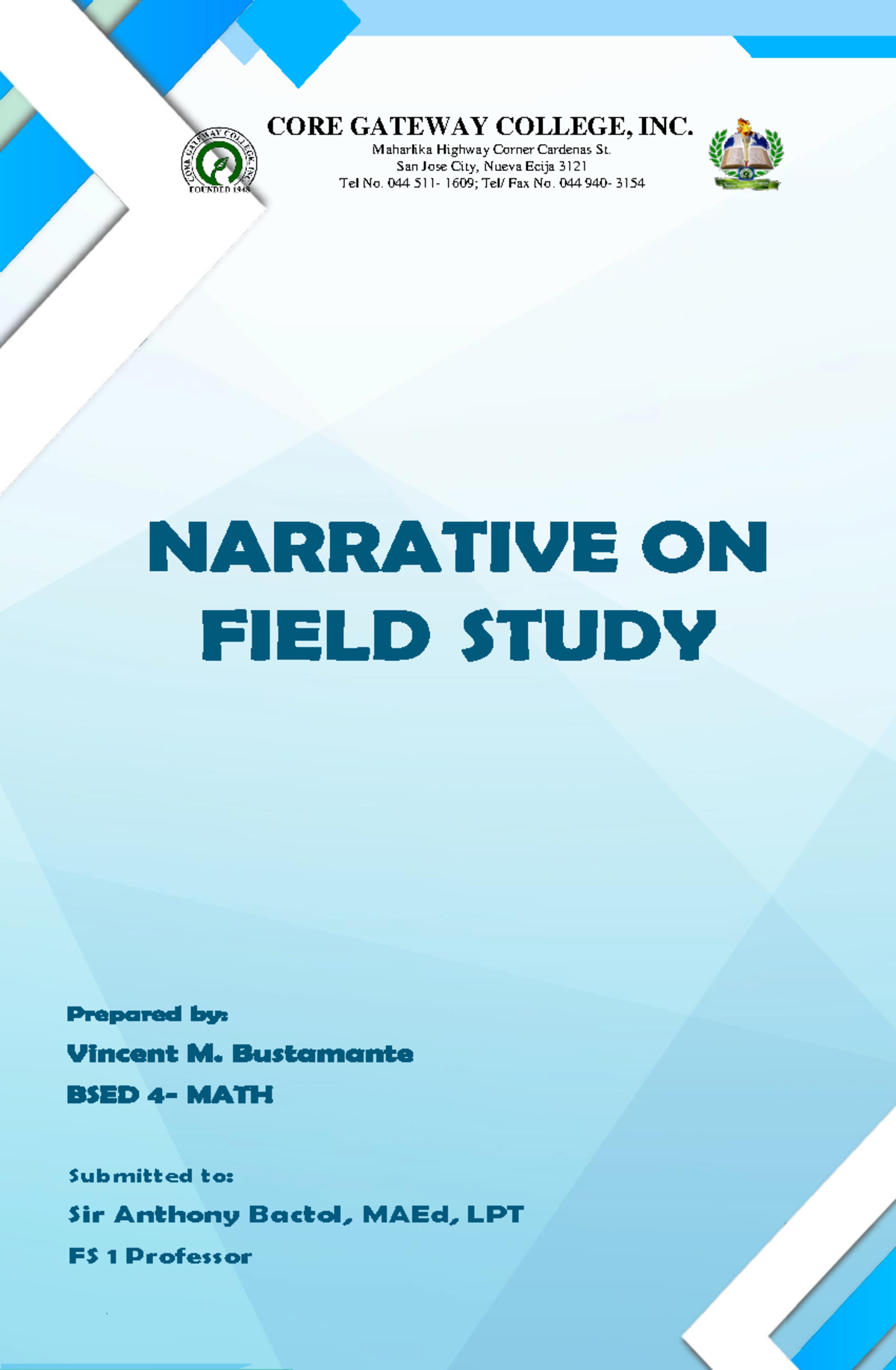 AA- Final Narrative Report - . Submitted to: Sir Anthony Bactol, MAEd ...
