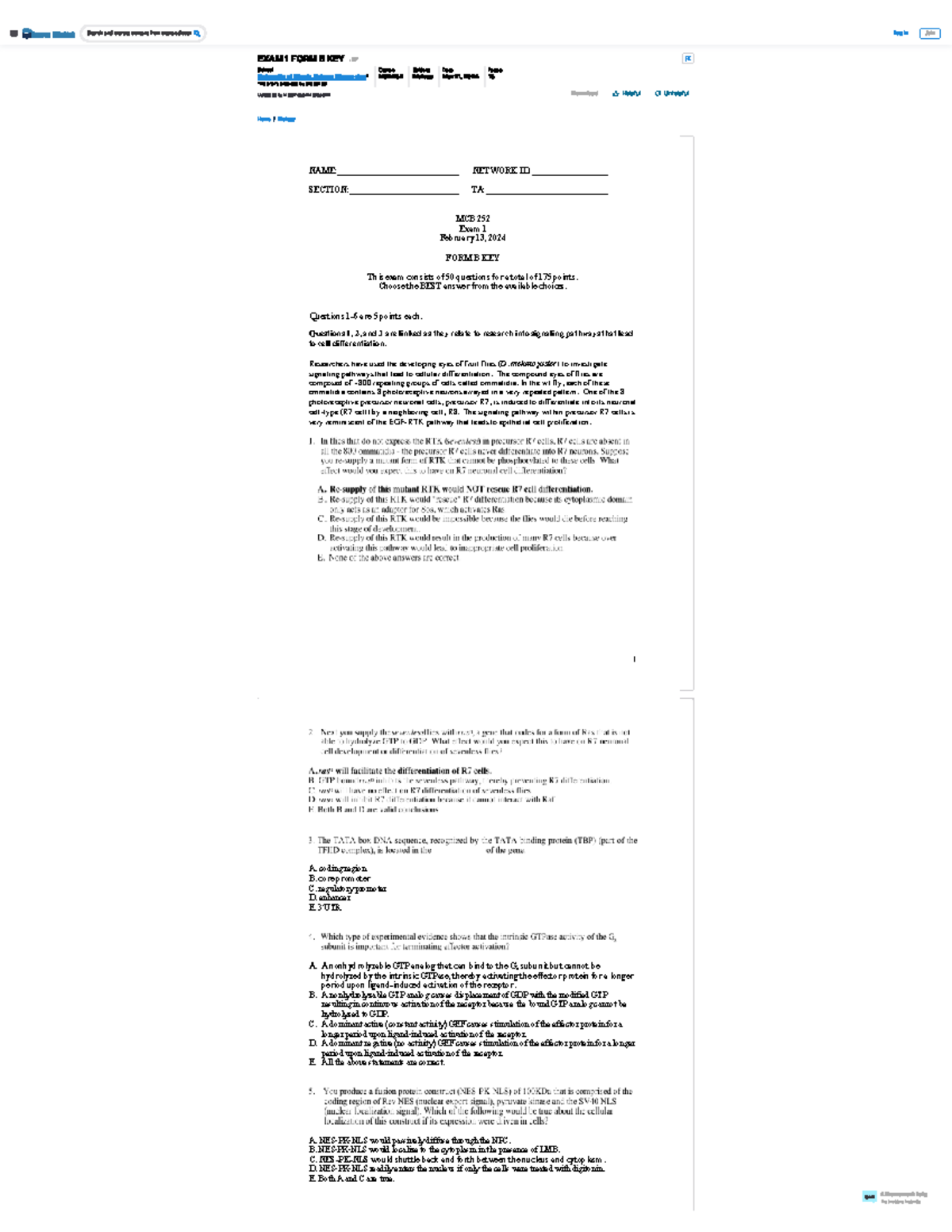 EXAM 1 FORM B KEY (pdf) - Course Sidekick - EXAM 1 FORM B KEY .pdf S ...
