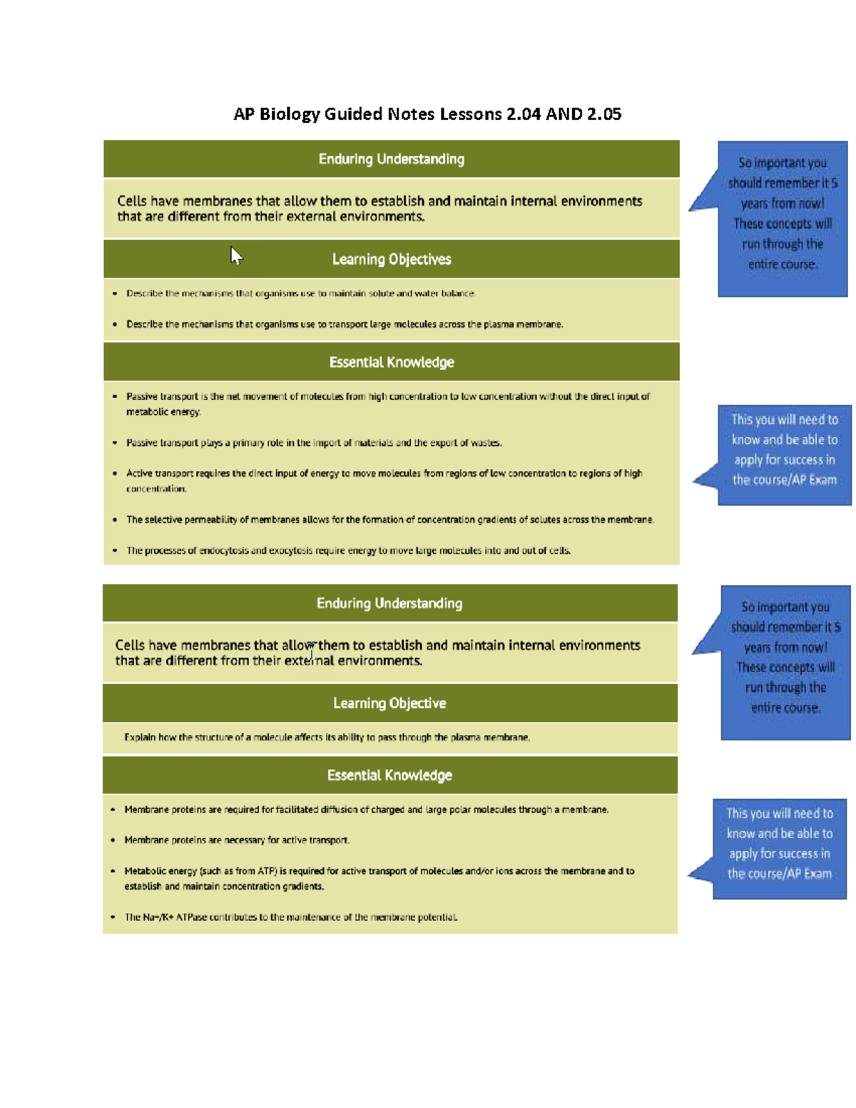 AP BIO 2.04 & 2.05 Guided Notes - AP Biology Guided Notes Lessons 2 AND ...