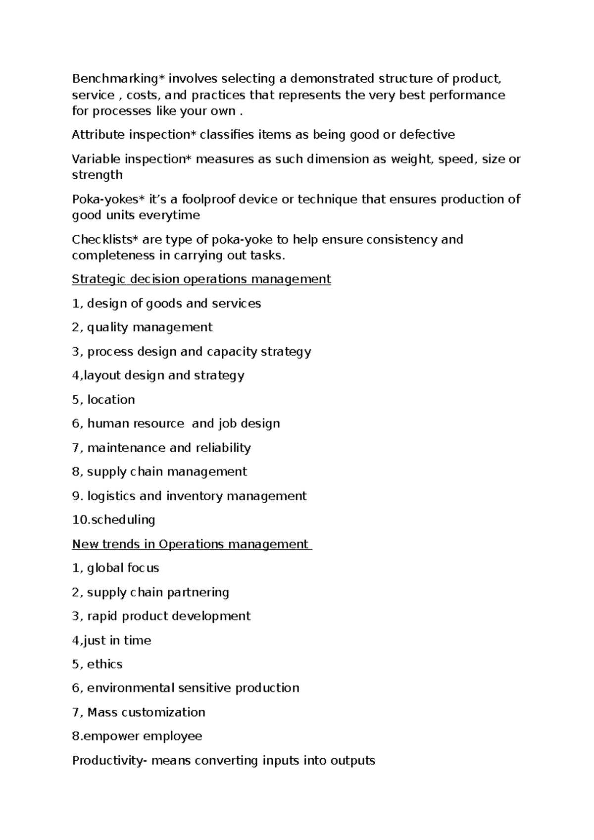 Operations Management Notes for Test: Key Concepts & Strategies - Studocu
