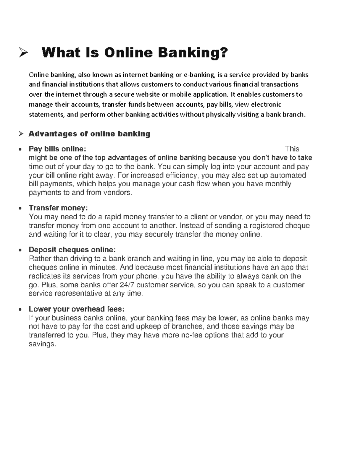 Module 01 Self study 1.2, Qustion Number 05 - What Is Online Banking ...