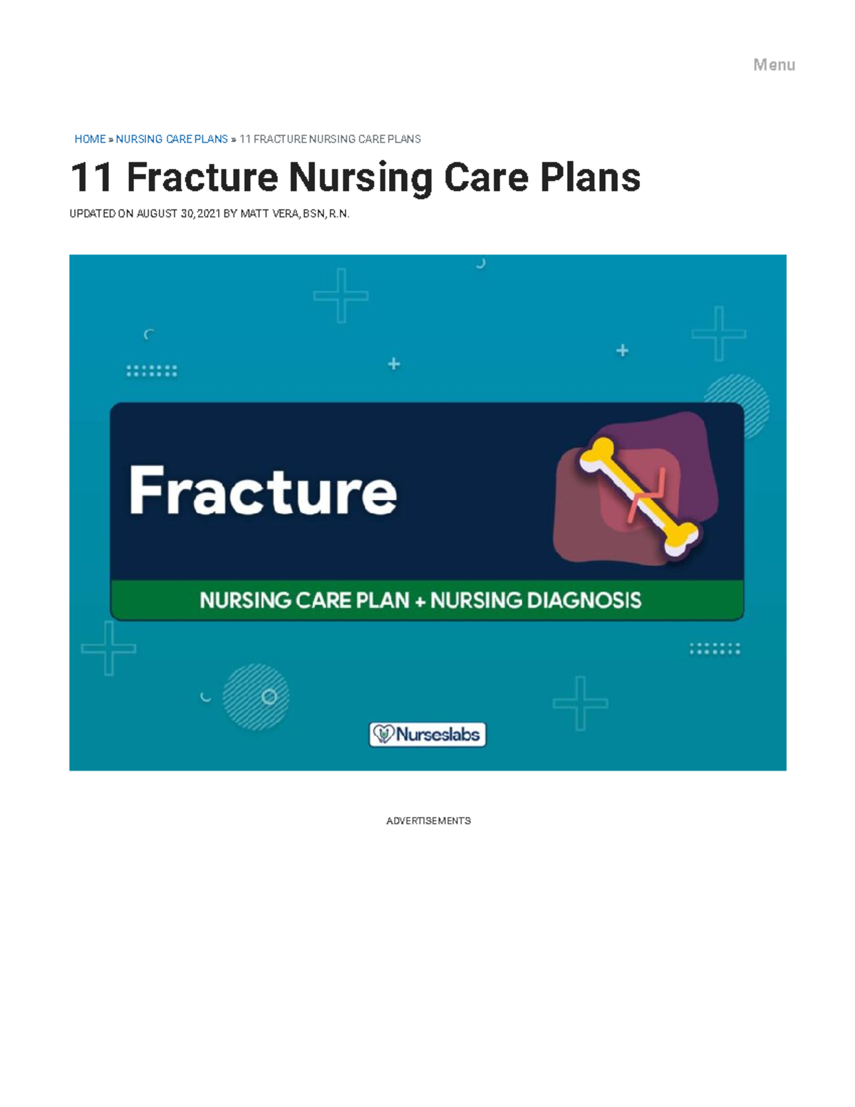 Fracture Nursing Care Plans: 11 Diagnoses & Interventions Guide - Studocu