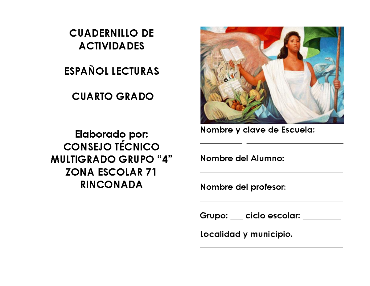 Cuadernillo de Actividades de Lectura para 4to Grado - Consejo Técnico ...
