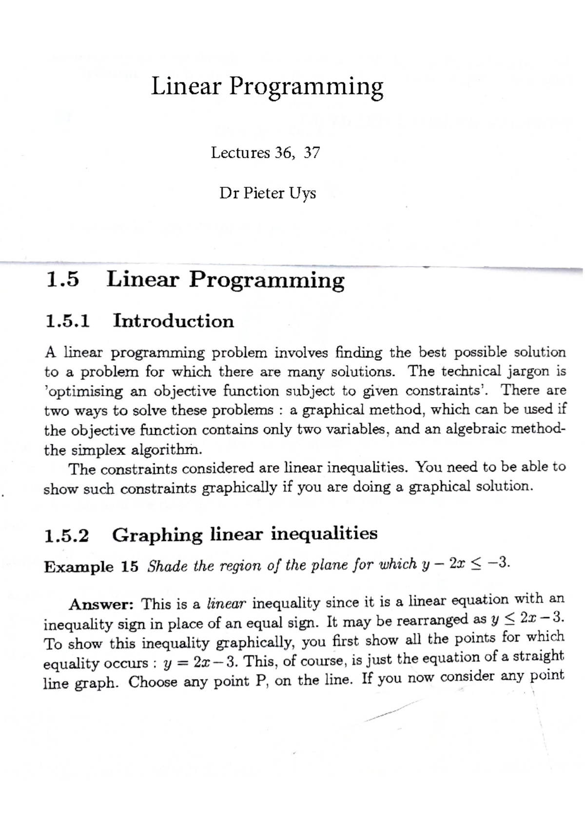Lecture 36 37 Linear programming graphical method - MAM1012S - Linear ...