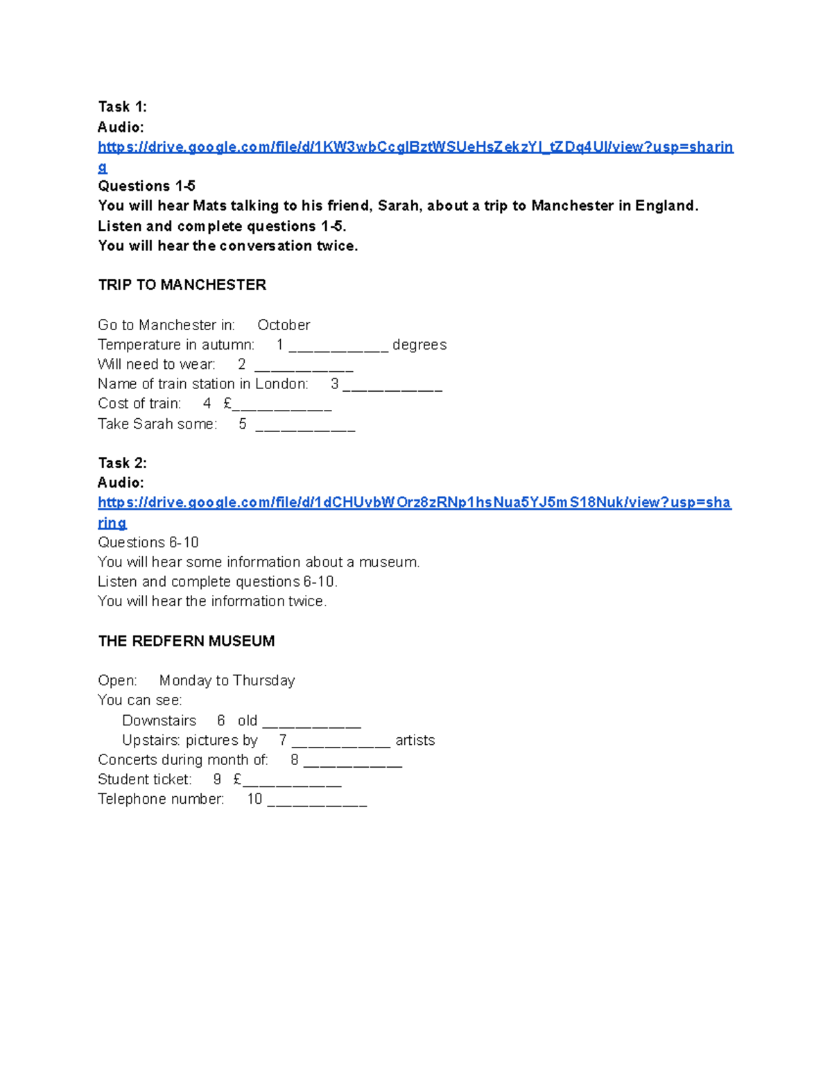 Listening practice (3) - Task 1: Audio: - Studocu