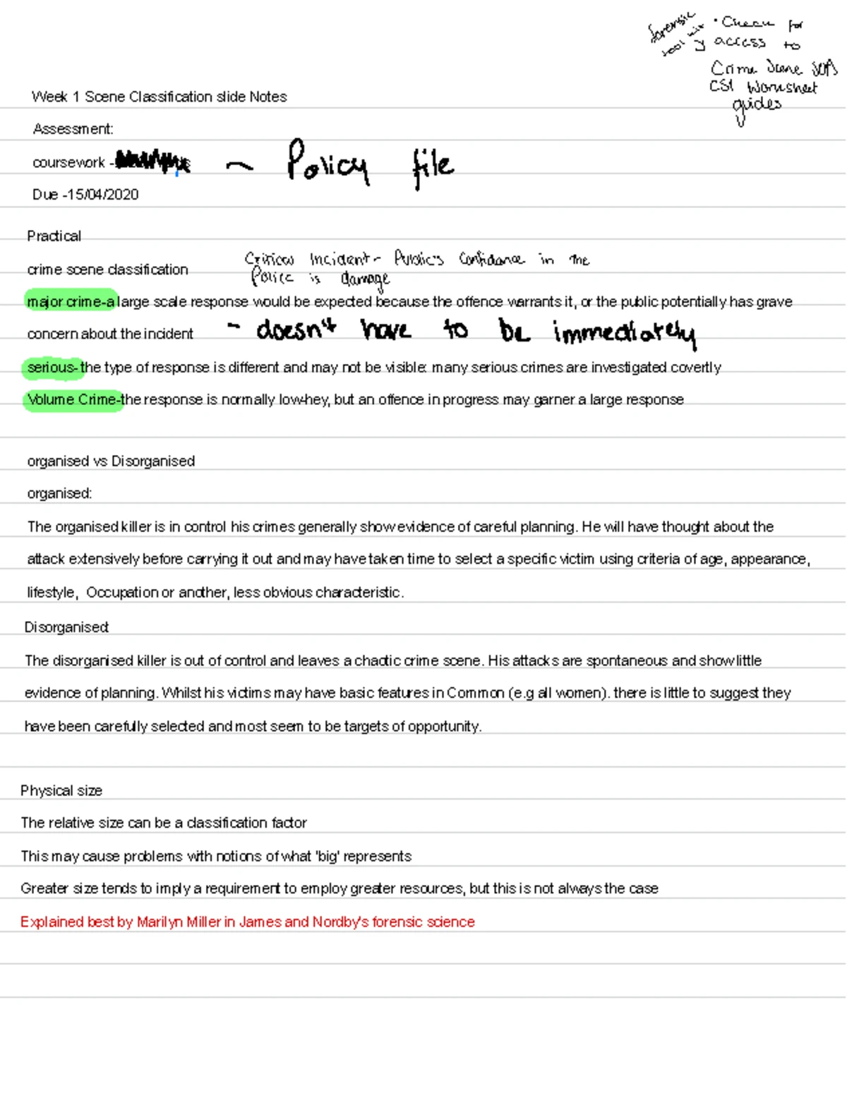 9. Volume Crime - Lecture notes 9 - 26. Forensic Practice and Law ...