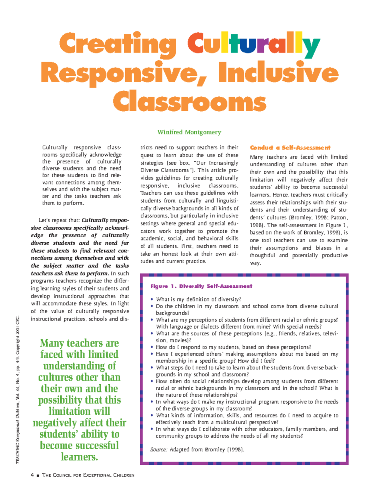 Creating Culturally Responsive & Inclusive Classrooms (EDU 101) - Studocu