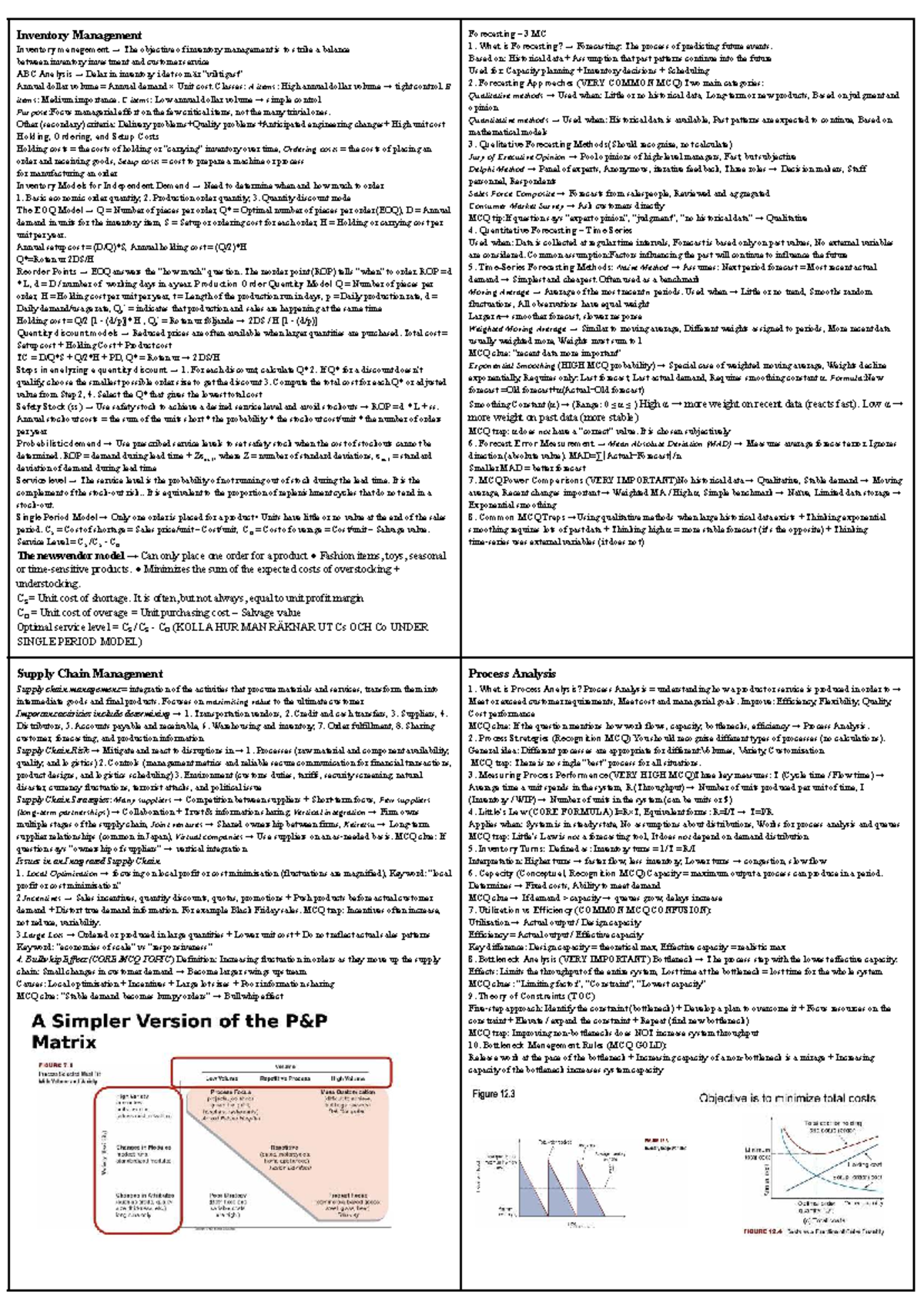 Inventory Management Cheat Sheet: Key Concepts and Models - Studocu
