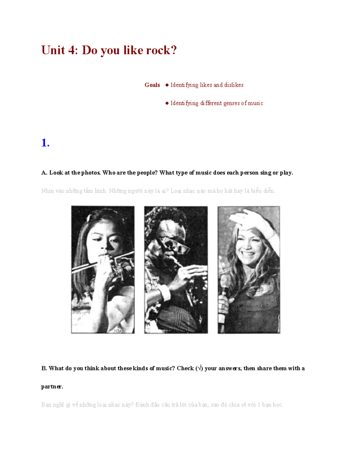 Unit 4: Exploring Music Genres and Personal Preferences in Listening ...