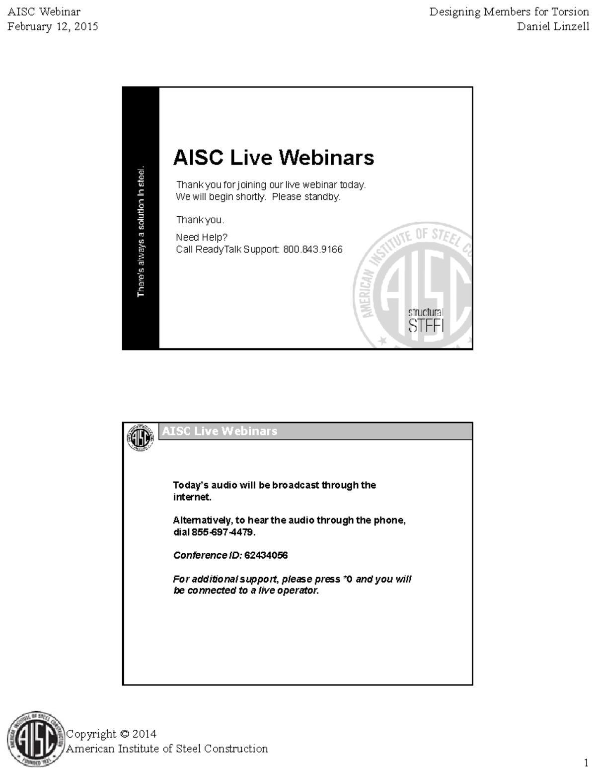AISC Webinar: Designing Members for Torsion - Feb 12, 2015 - Studocu