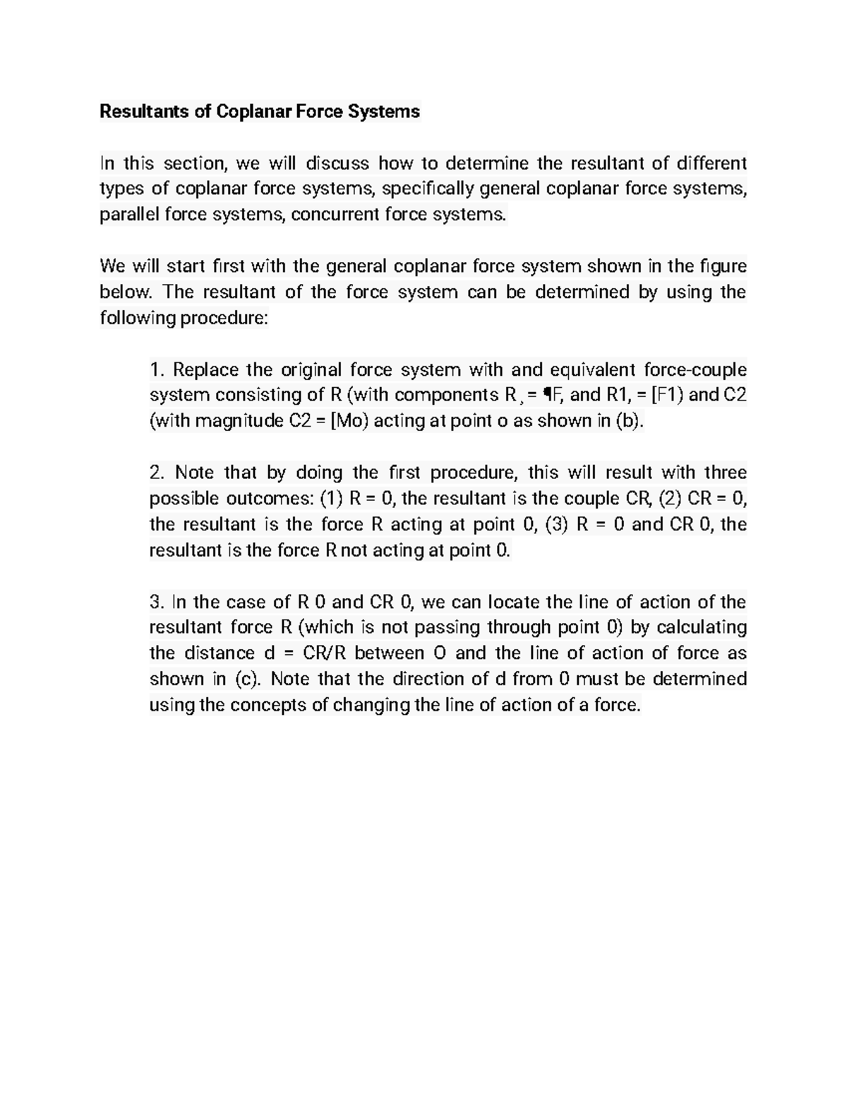 Resultants of Coplanar Force Systems - Analysis and Examples - Studocu