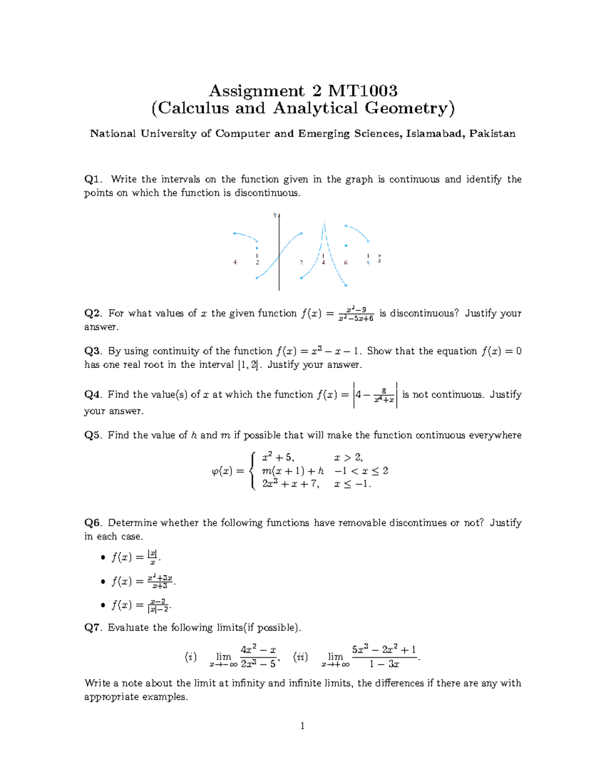 Assignment 2: Calculus and Analytical Geometry (CAG - Fall 2022) - Studocu