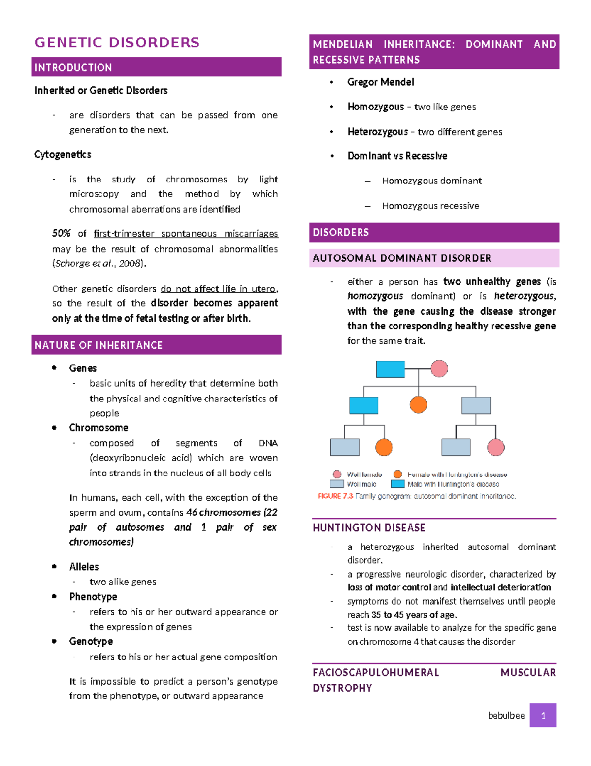 GEN 101: Introduction to Genetic Disorders and Inheritance Patterns - Studocu