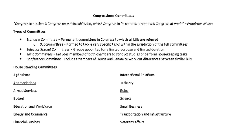 Congressional Committees Overview: Types & Functions in Congress - Studocu