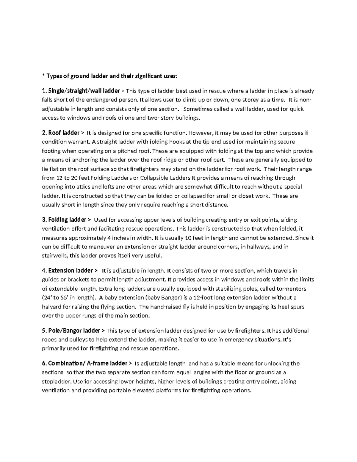 Types and Uses of Ground Ladders: A Comprehensive Guide - Studocu