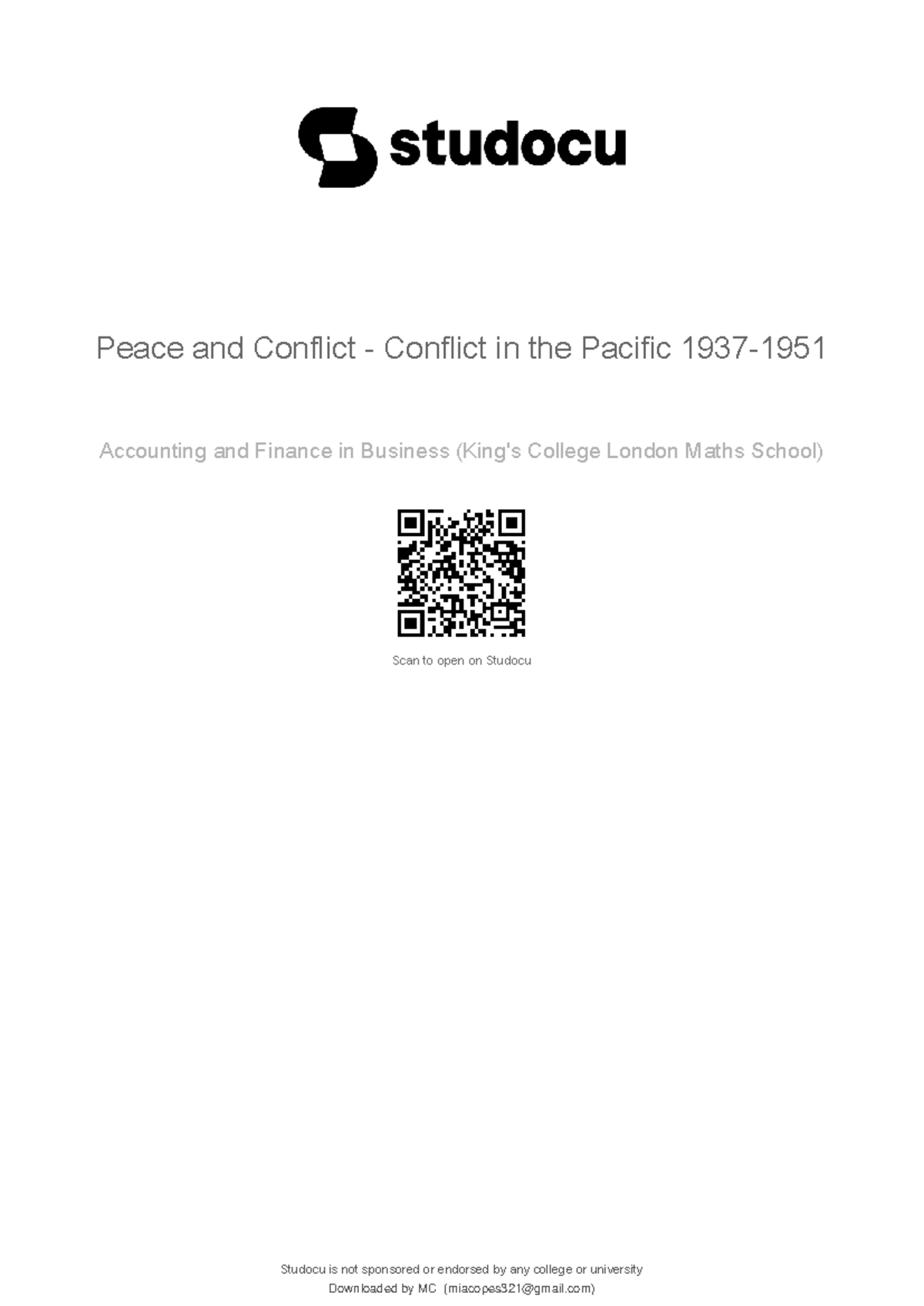 Final Exam Notes: Peace and Conflict - The Pacific War 1937-1951 (PC101 ...